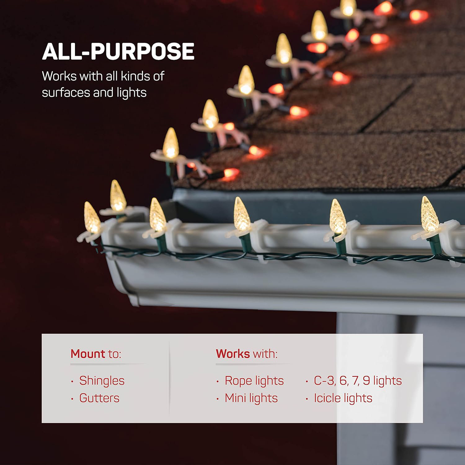 INKEDZ All-Purpose Holiday Light Clips [Set of 400] Christmas Light ...